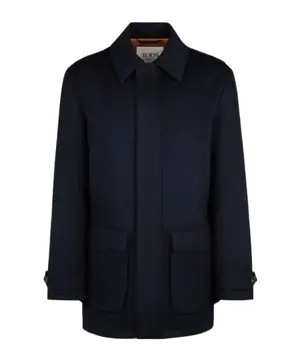 TOD'S Leather Base Collar Coat - Blue