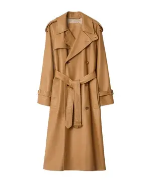 Burberry Long Leather Trench Coat - Tan