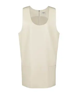 TOD'S Sleeveless Dress With U-neckline And Patch Pockets - White