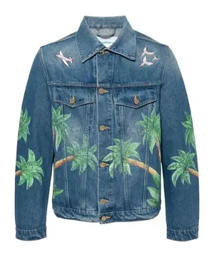 Casablanca Tennis Club Washed Denim Jacket - Blue