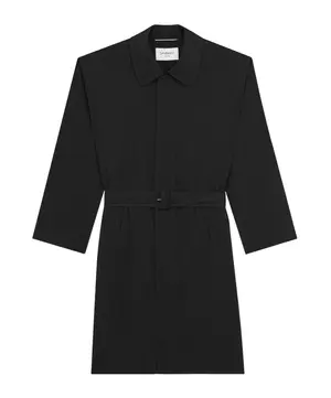 Saint Laurent Water-repellent Trench Coast In Crinkled Nylon - Black