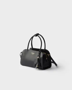 Prada Coffret Medium Leather Handbag - Black