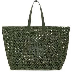 ANINE BING Woven Tote Bag With Embossed Logo - Black