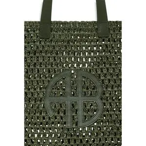 ANINE BING Woven Tote Bag With Embossed Logo - Black