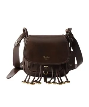 Prada Corsaire Aged Leather Mini Shoulder Bag - Cocoa Brown
