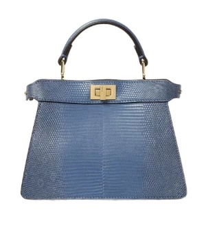 Fendi Peekaboo Iseeu Petite Light Indigo Lizard-leather Bag - Light Blue