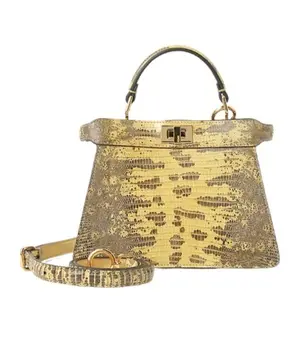 Fendi Peekaboo Iseeu Petite Light Lizard Leather Bag - Yellow