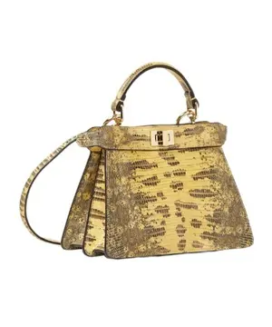 Fendi Peekaboo Iseeu Petite Light Lizard Leather Bag