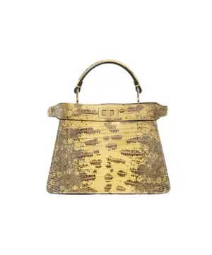 Fendi Peekaboo Iseeu Petite Light Lizard Leather Bag