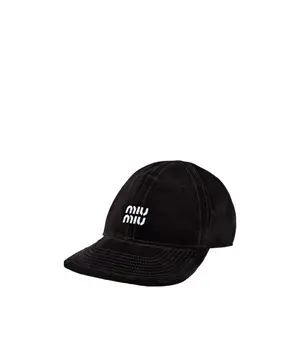 Miu Miu Miu Miu Embroidered Logo Baseball Cap Black