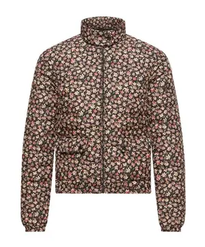 Moncler Florlans Packable Down Jacket With Floral Print - Black
