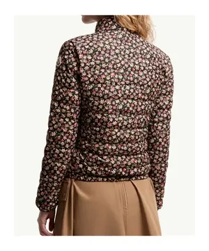 Moncler Florlans Packable Down Jacket With Floral Print - Black