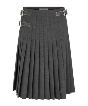 Prada Pleated Midi Skirt With Buckle Detailing