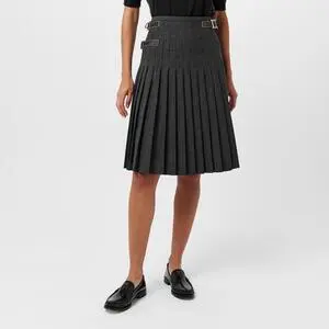 Prada Pleated Midi Skirt With Buckle Detailing