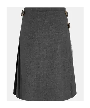 Prada Pleated Midi Skirt With Buckle Detailing