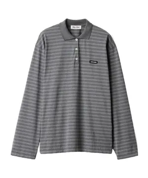 Miu Miu Cotton Jersey Polo Shirt With Striped Pattern