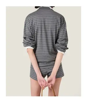 Miu Miu Cotton Jersey Polo Shirt With Striped Pattern