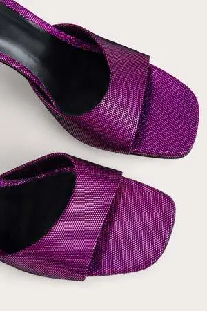 By Far Michel Glitter Accented Slip-on High Heel Sandals