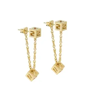 Fendi Ff Logo Cube Drop Earrings - Gold