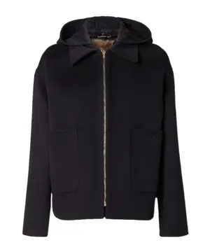 Fendi Wool Double Fabric And Mink Blouson With Detachable Hood - Black