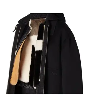 Fendi Wool Double Fabric And Mink Blouson With Detachable Hood