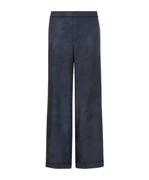Fendi Patchwork Silk Trousers - Navy Blue