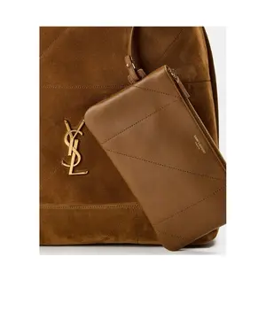 Saint Laurent Quilted Suede Shoulder Bag With Chain Strap - Brown