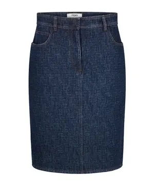 Fendi Ff Monogram Denim Skirt