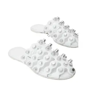 Alexander Wang Rexa Cage Slide Flats With Studded Detailing - White