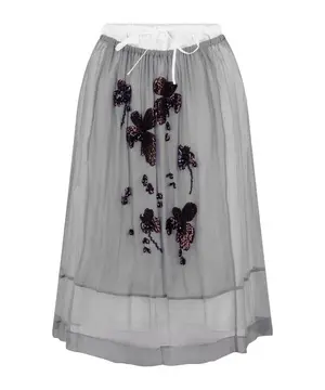 Prada Embroidered Floral Skirt