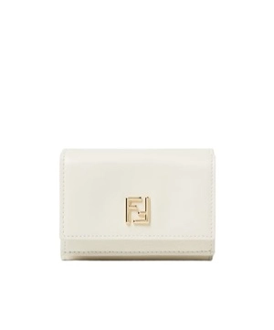 Fendi Ff Mini Trifold Parchment-coloured Leather Wallet