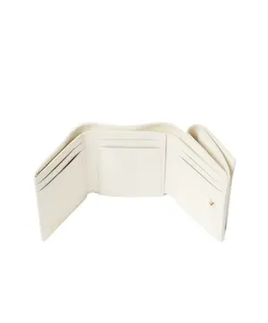 Fendi Ff Mini Trifold Parchment-coloured Leather Wallet
