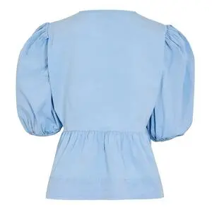 GANNI Peplum Blouse With Tie Detail