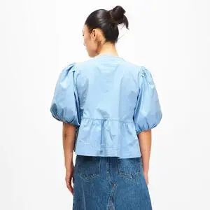 GANNI Peplum Blouse With Tie Detail