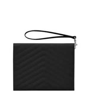 Saint Laurent Chevron Quilt Clutch Bag - Black