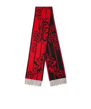 Fendi Black And Wool And Cashmere Scarf - Red