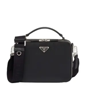 Prada Brique Medium Saffiano Leather Bag - Black
