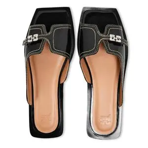 GANNI Open Toe Logo Detail Flat Slides