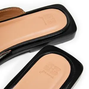 GANNI Open Toe Logo Detail Flat Slides