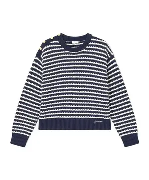 GANNI Striped Wool Jumper - Dark Blue