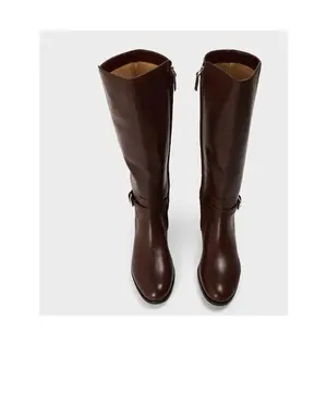 Ralph Lauren Dark Polished Leather Knee-high Boots