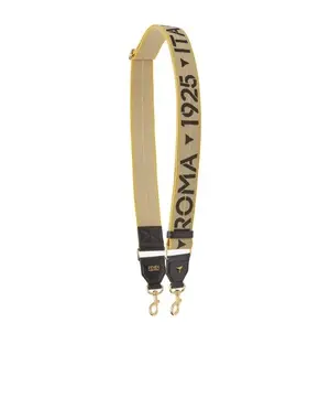 Fendi Embroidered Fabric Shoulder Strap With Logo Detail - Beige
