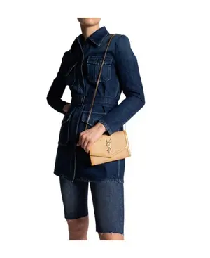 Saint Laurent Uptown Raffia Shoulder Bag