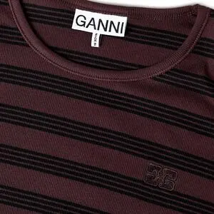 GANNI Striped Long Sleeve Crewneck T-shirt