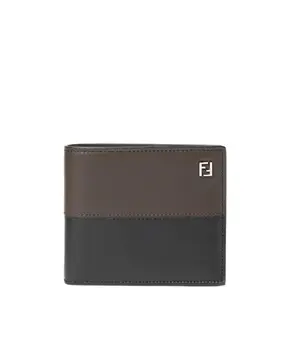 Fendi Two-tone Black And Ebony Leather Bi-fold Wallet - Multi-color