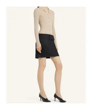 COURREGES Ribbed Knit Collared Cardigan - Beige