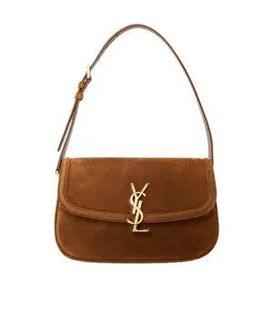 Saint Laurent Small Genuine Leather Shoulder Bag - Brown