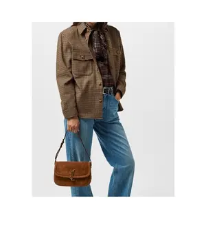 Saint Laurent Small Genuine Leather Shoulder Bag - Brown