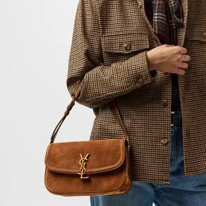 Saint Laurent Small Genuine Leather Shoulder Bag - Brown