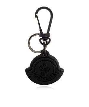 Moncler Embossed Logo Keyring With Climbing Hooks - Black